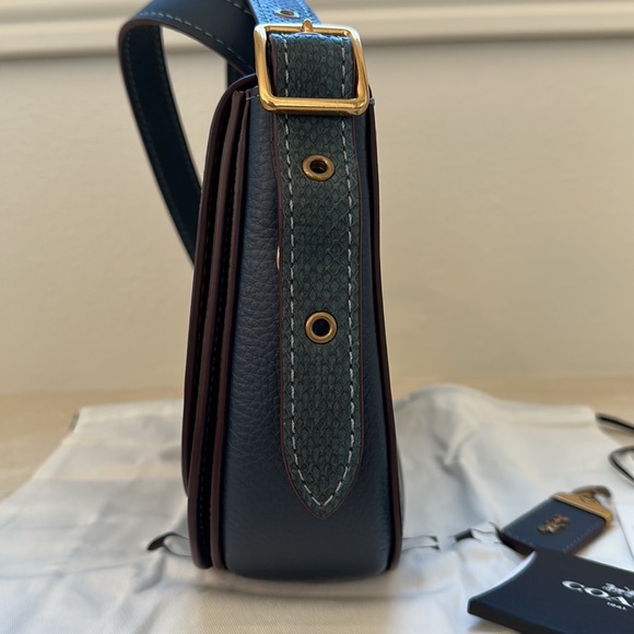Coach | Bags | Authentic Coach Saddle Bag 23 In Blue With Python Strap | Poshmark